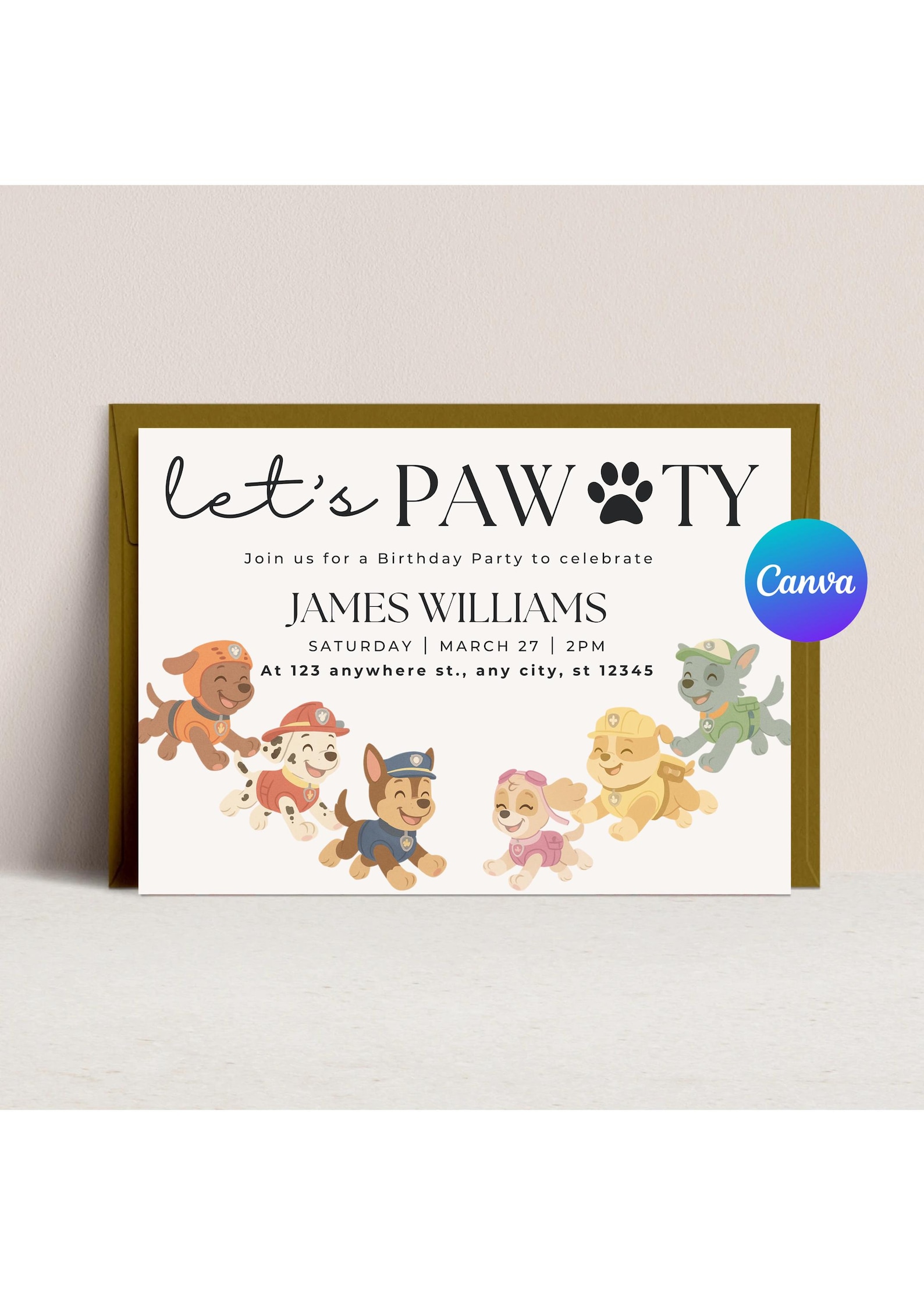 Editable Puppy Patrol Birthday Invitation | Rescue Dog Theme | Let’s ...