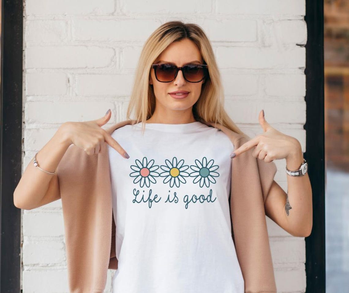 Life is Good Flower SVG PNG – Cute Daisy Floral Quote Design for Cricut ...