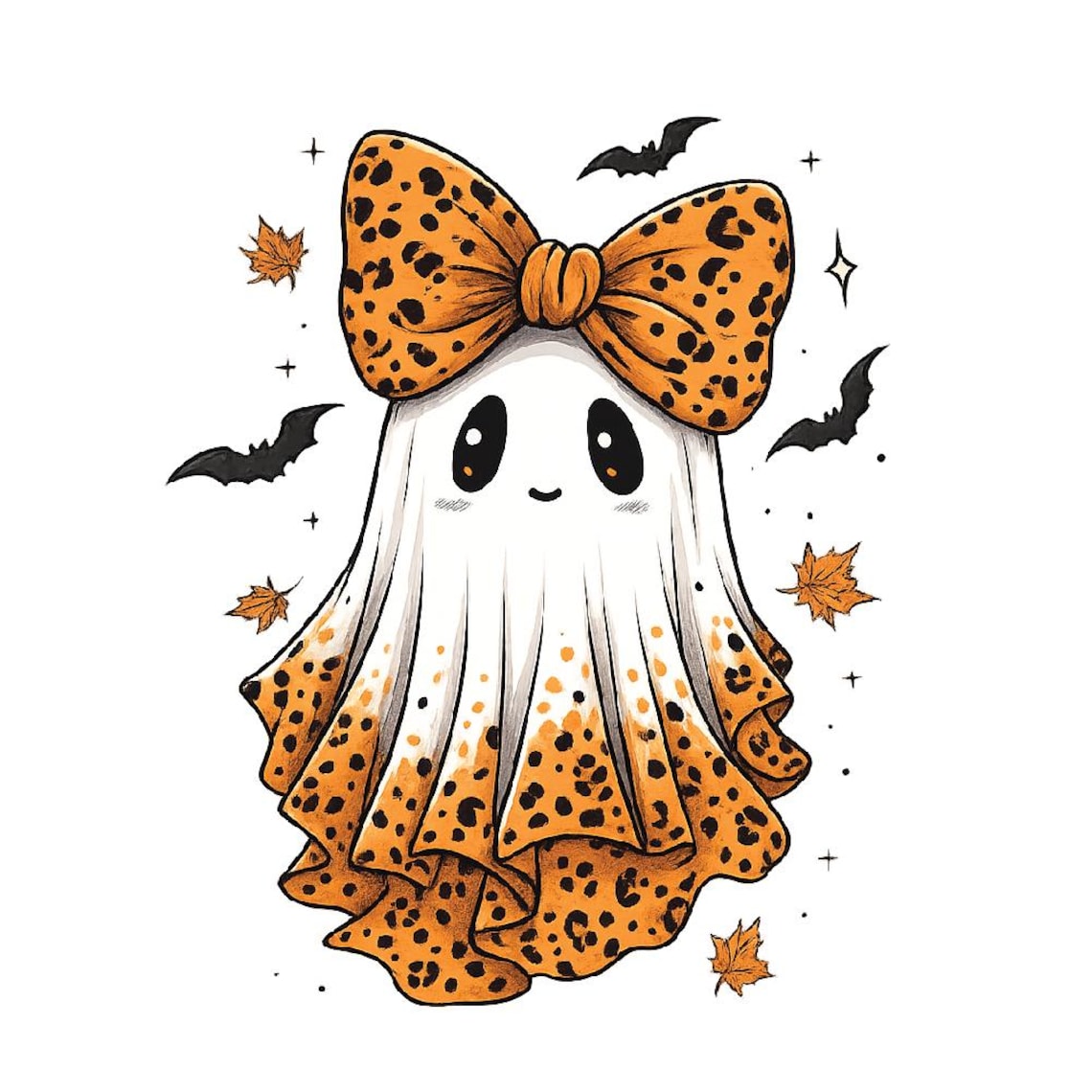 Cute Ghost With Bow PNG | 300 DPI Halloween Clipart | Spooky Cute ...
