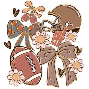 Girly Football SVG PNG – Cute Game Day Clipart With Bows, Flowers ...