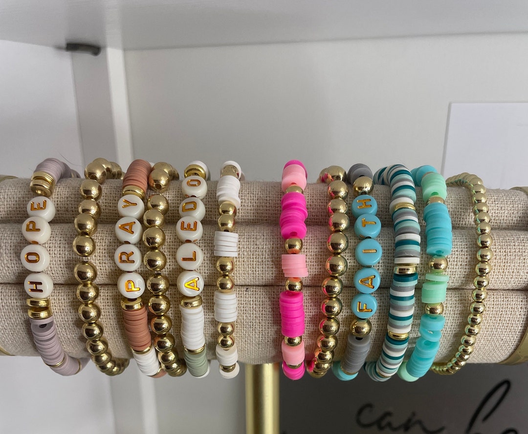 Discover Our Custom Clay Bead Bracelets Featuring Personalized Words ...