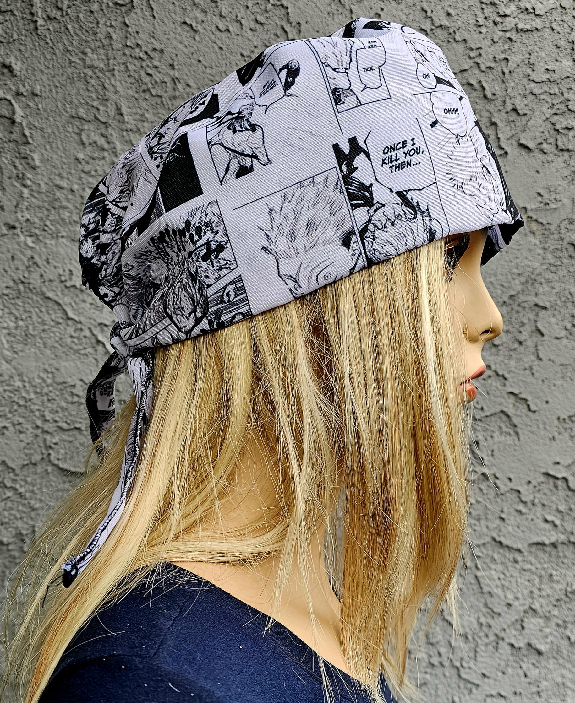 JJK Anime Black & White Manga Medical Nurse Scrub Cap With 2 Size ...