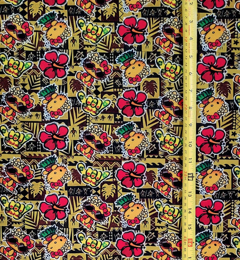 HK Aloha Hawaiin Tribe Fabric ( 2 Size Selections: 18" X 58" and 36" X ...