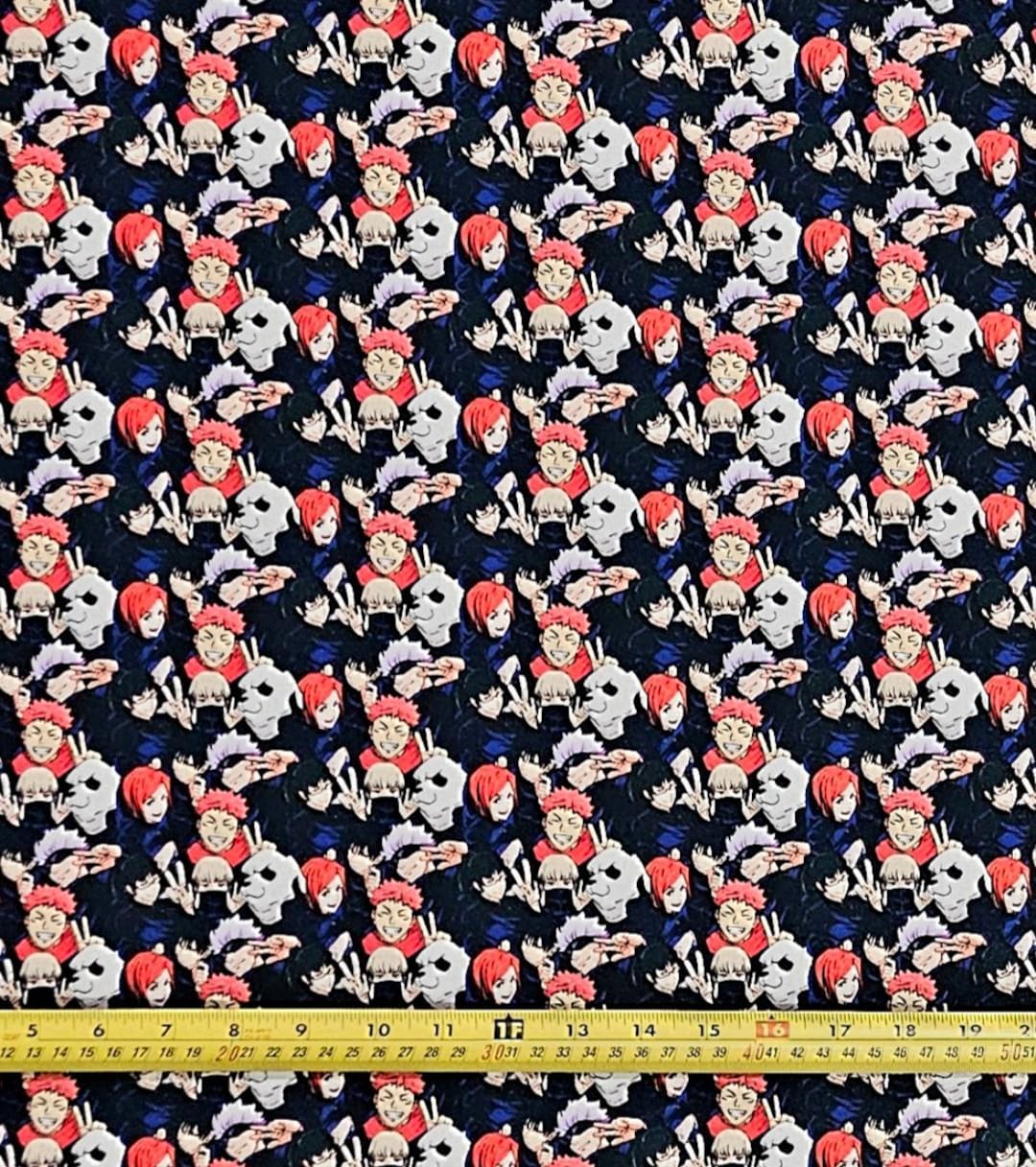 JJK Anime Closeup Collage Fabric ( 2 Size Selections: 18" X 58" and 36 ...