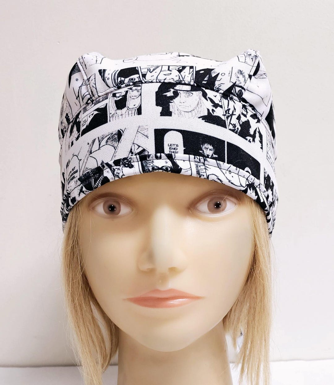 NRT Black and White Manga Anime Medical Nurse Skull Scrub Cap Style ...