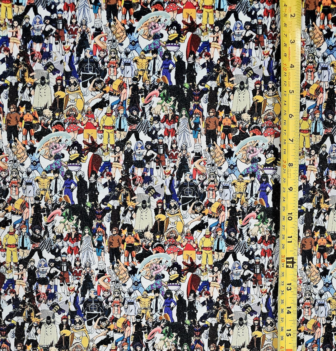 MHA Anime Collage Fabric ( 2 Size Selections: 18" X 58" and 36" X 58 ...