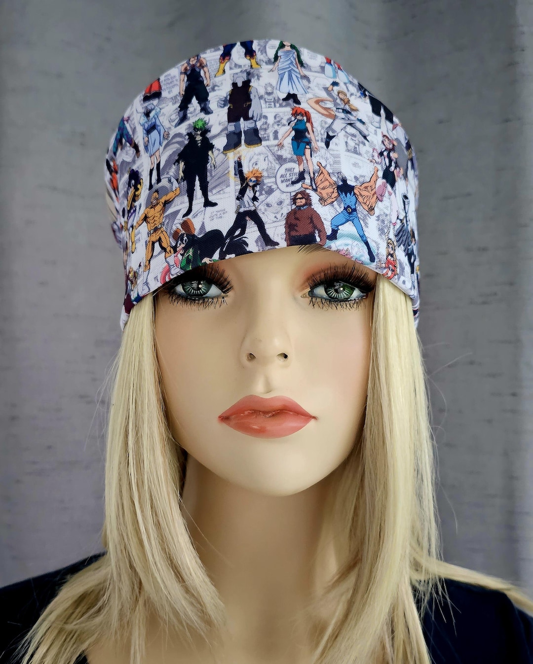MHA Anime Black & White Manga Background Medical Nurse Scrub Cap With 2 ...