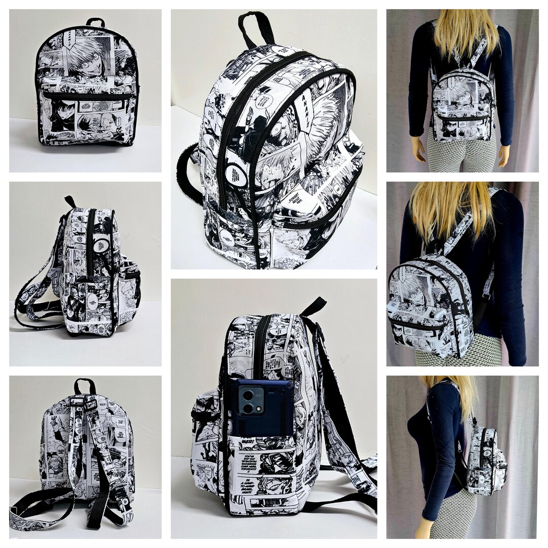 Anime Black and White Manga Comic Style Mini Backpack Many Selections ...