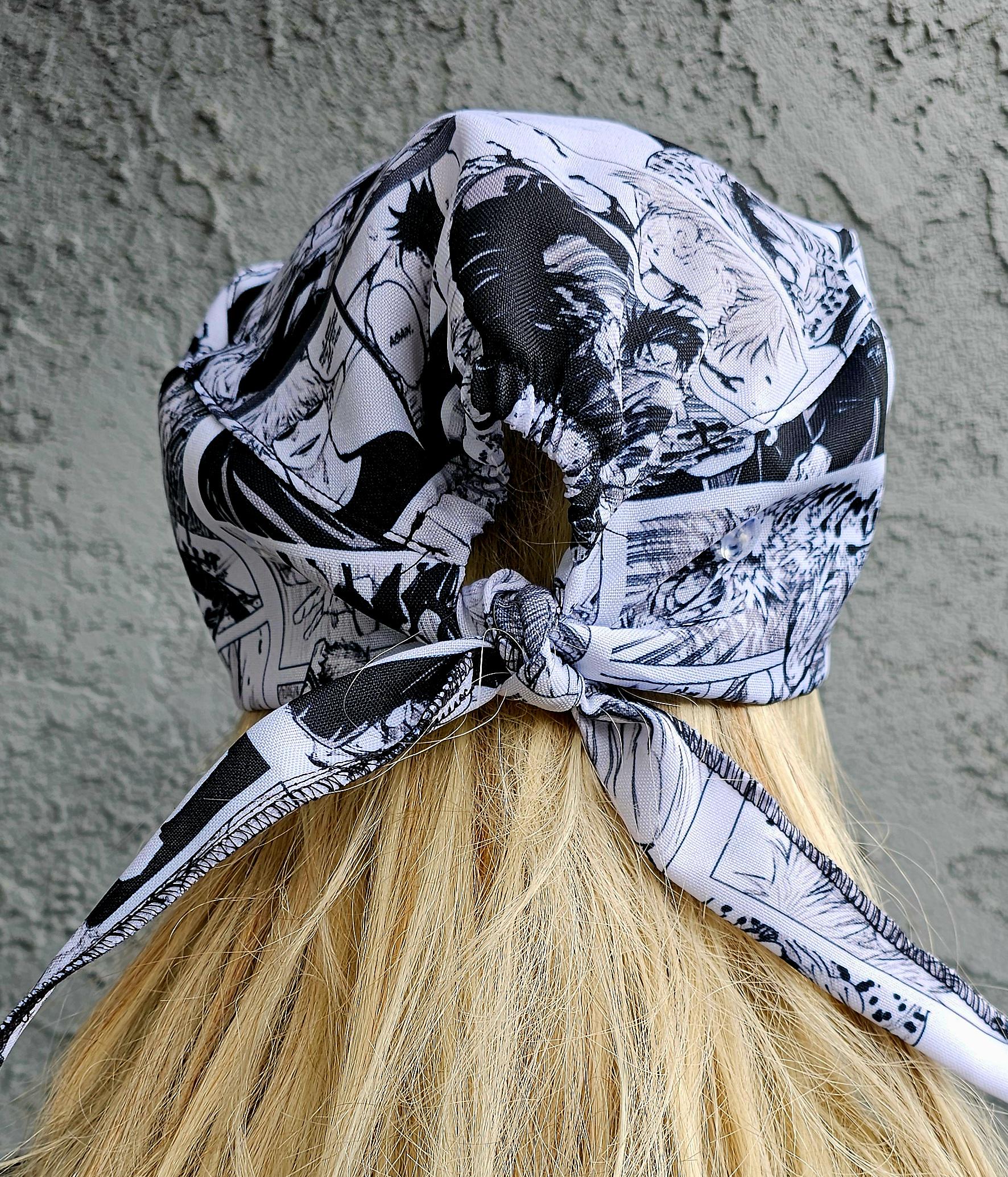 JJK Anime Black & White Manga Medical Nurse Scrub Cap With 2 Size ...