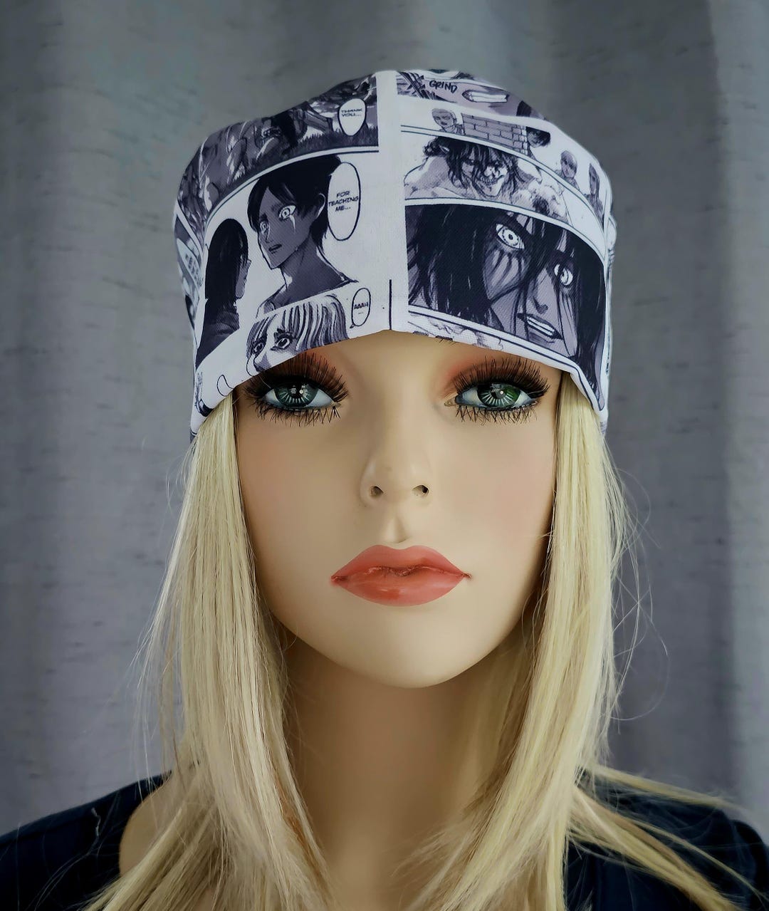 AOT Note Anime Black & White Manga Medical Nurse Scrub Cap With 2 Size ...