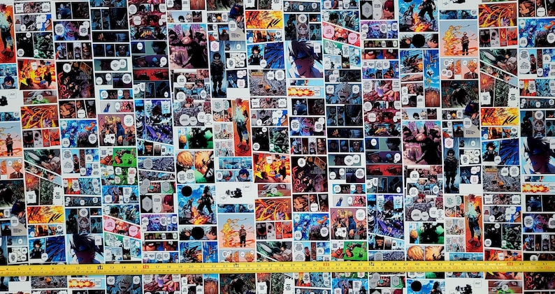 MHA Anime Colored Manga Fabric ( 2 Size Selections: 18" X 58" and 36" X ...