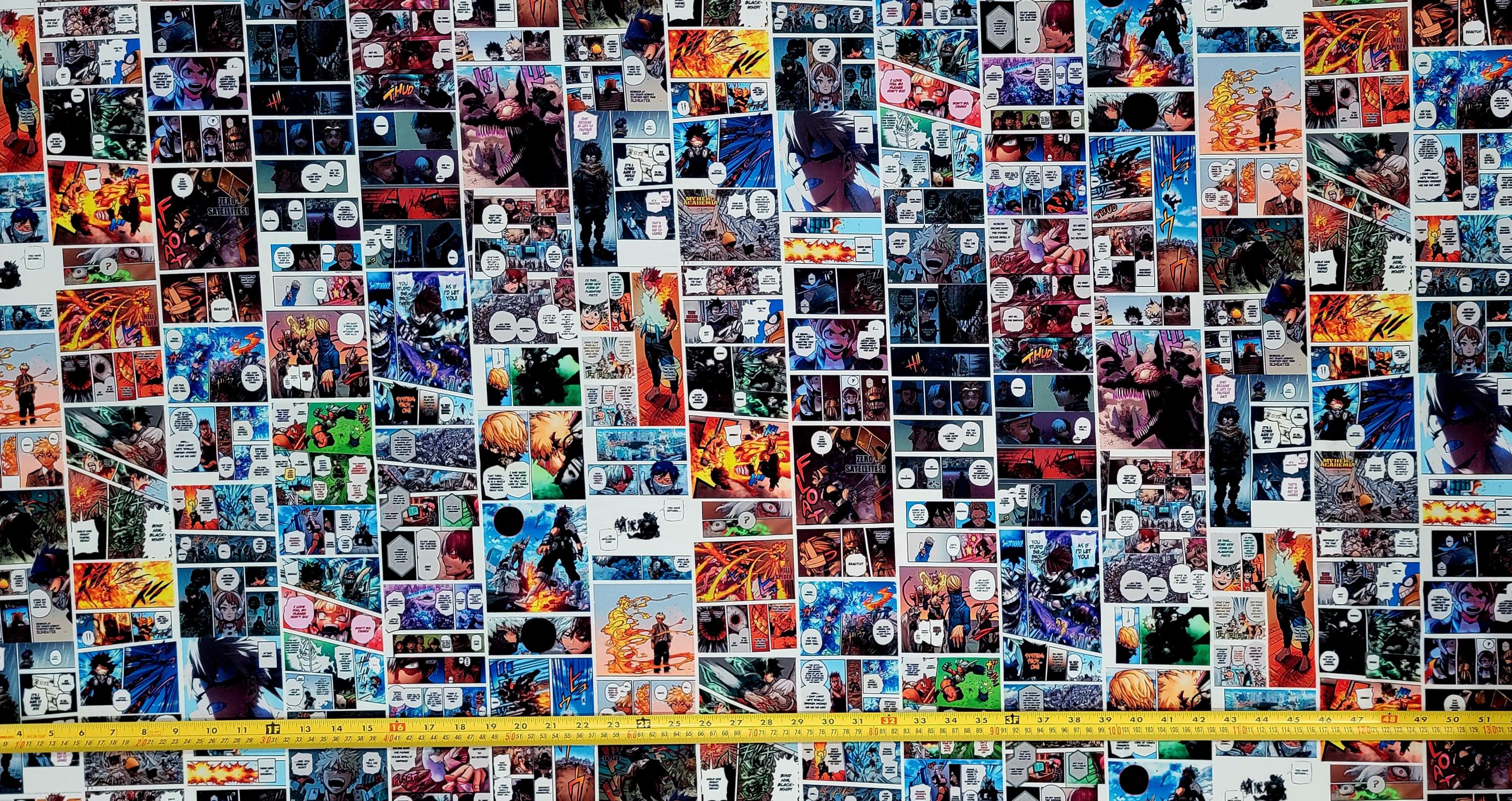 MHA Anime Colored Manga Fabric ( 2 Size Selections: 18" X 58" and 36" X ...
