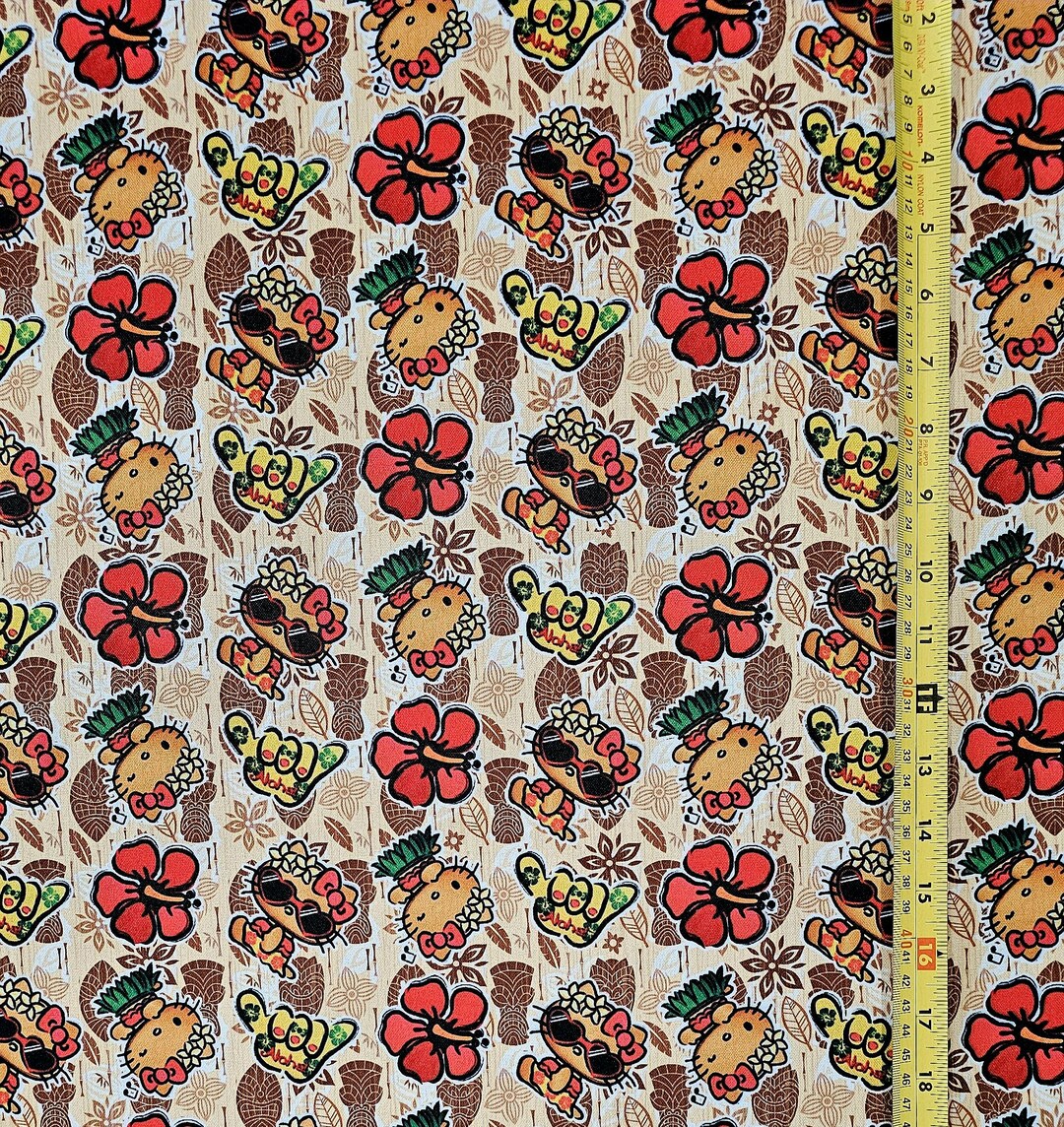 HK Aloha Hawaiin Tribe Brown Fabric ( 2 Size Selections: 18" X 58" and ...