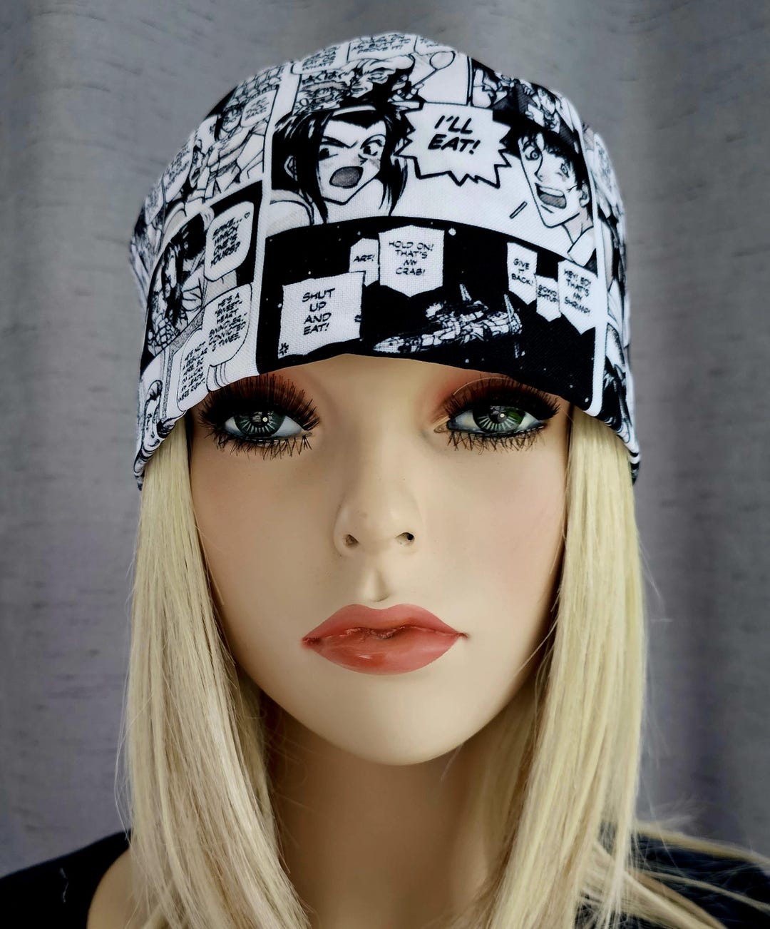 CW BP Anime Black & White Manga Medical Nurse Scrub Cap With 2 Size ...