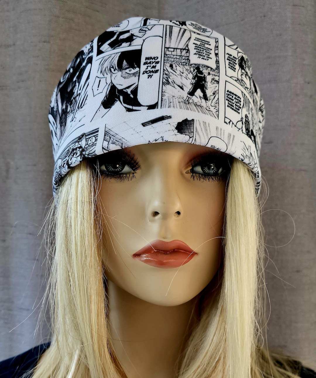 MHA Anime Black & White Manga Medical Nurse Scrub Cap With 2 Size ...