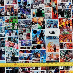 MHA Anime Colored Manga Fabric ( 2 Size Selections: 18" X 58" and 36" X ...
