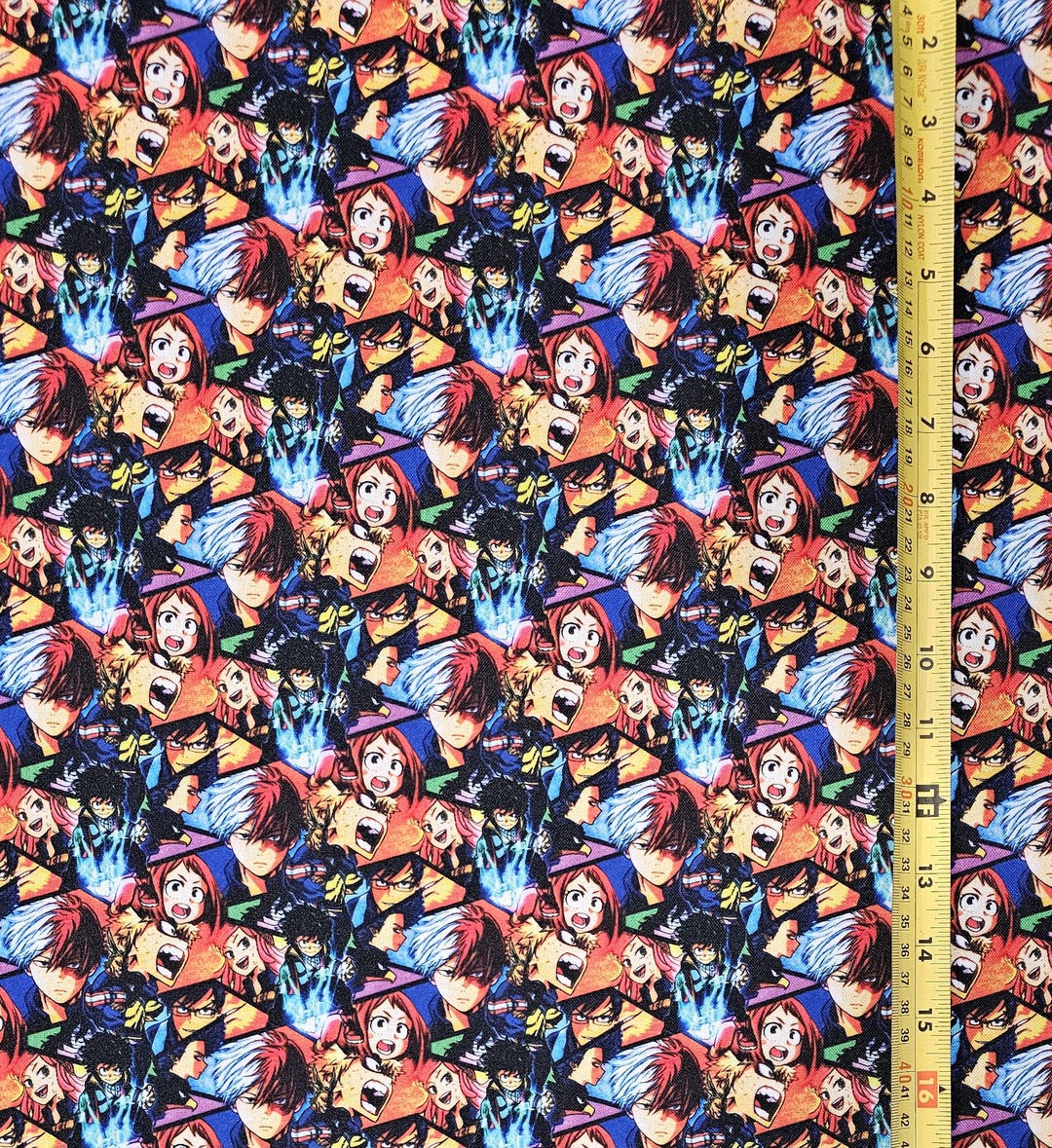 MHA Anime Diamond Collage Fabric ( 2 Size Selections: 18" X 58" and 36 ...