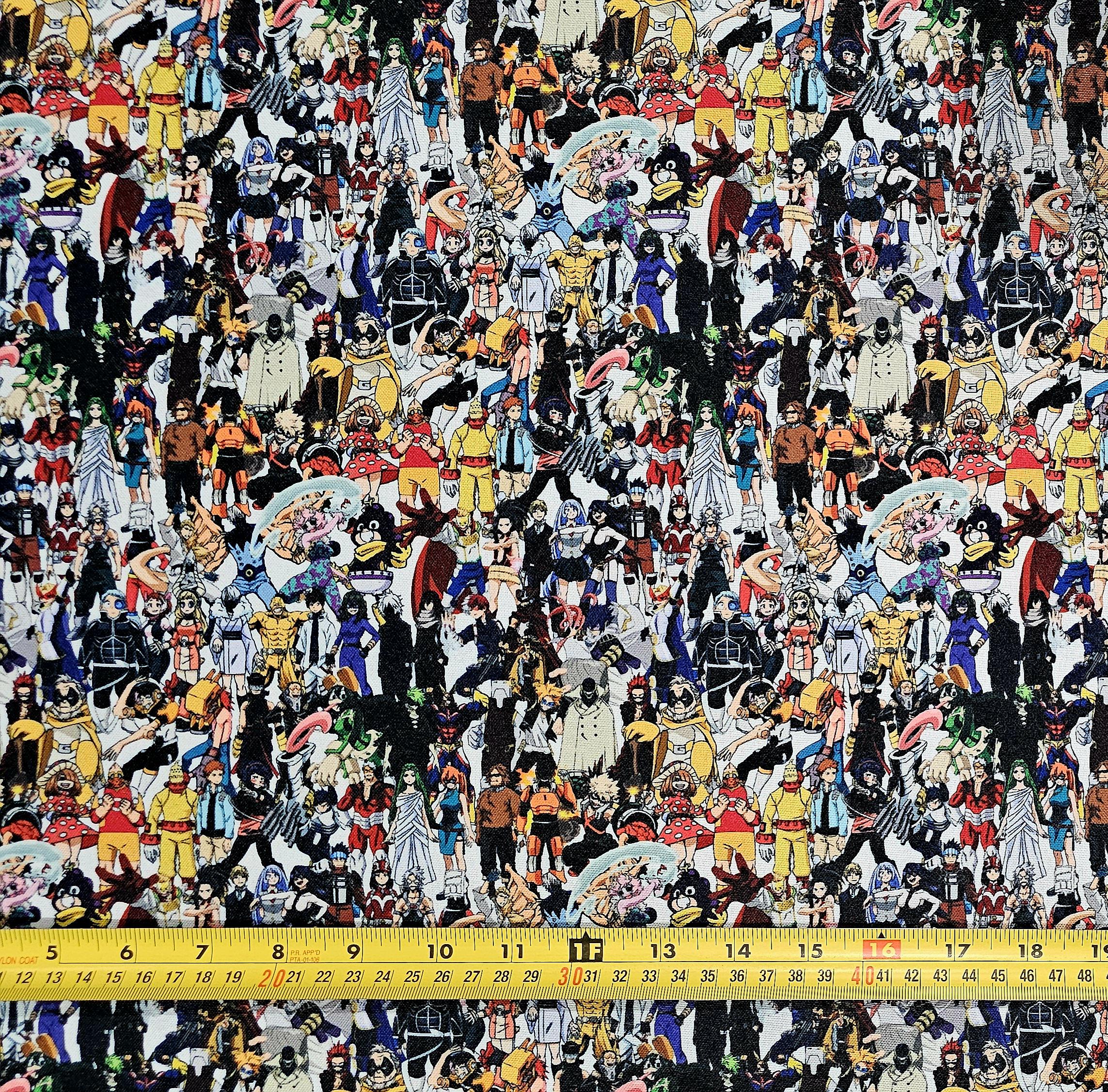MHA Anime Collage Fabric ( 2 Size Selections: 18" X 58" and 36" X 58 ...