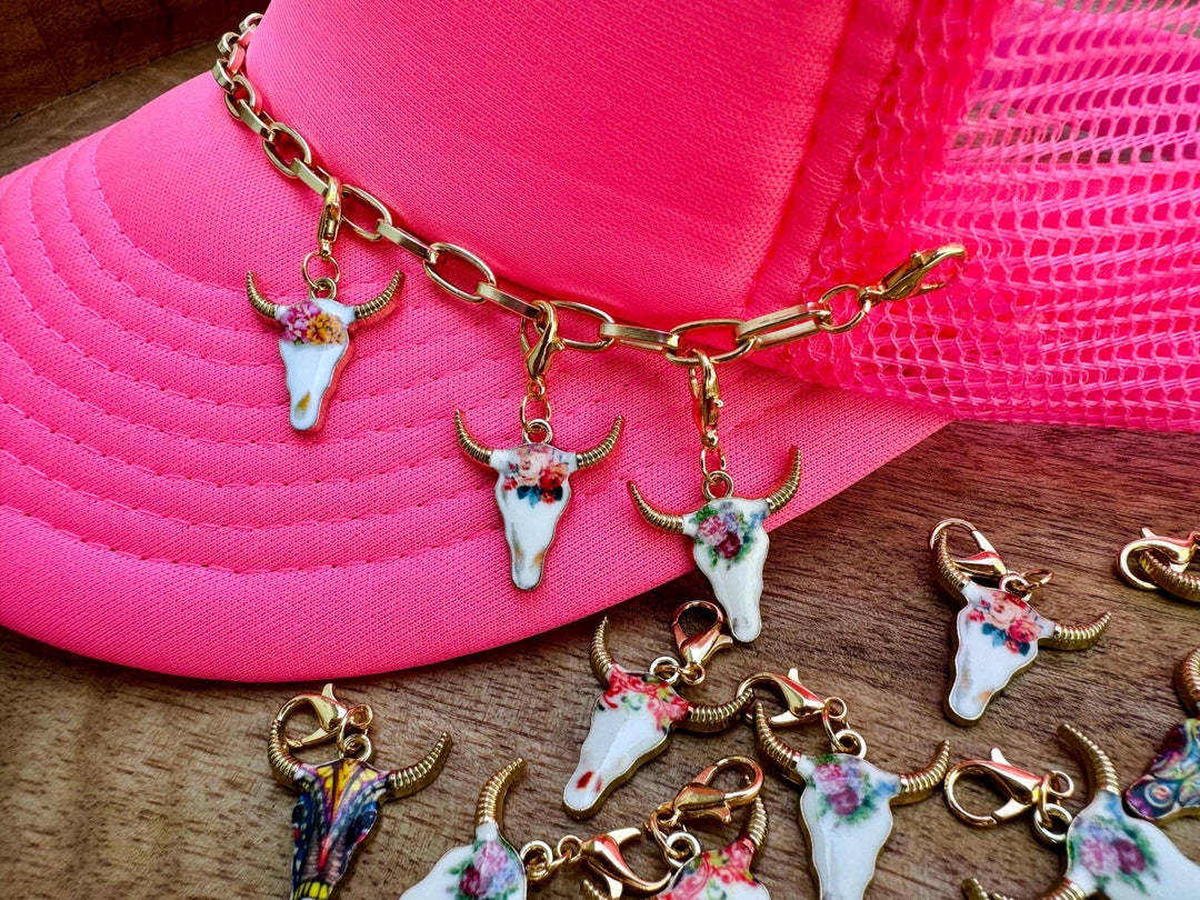 Elegant Bull Head Hat Charm, Trucker Hat Charms, Custom Hat Charms, Hat ...