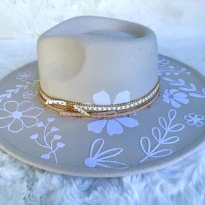 Flower Fedora Hat, Custom Fedora Hat, Floral Cowgirl Hat, Hat for Bride ...