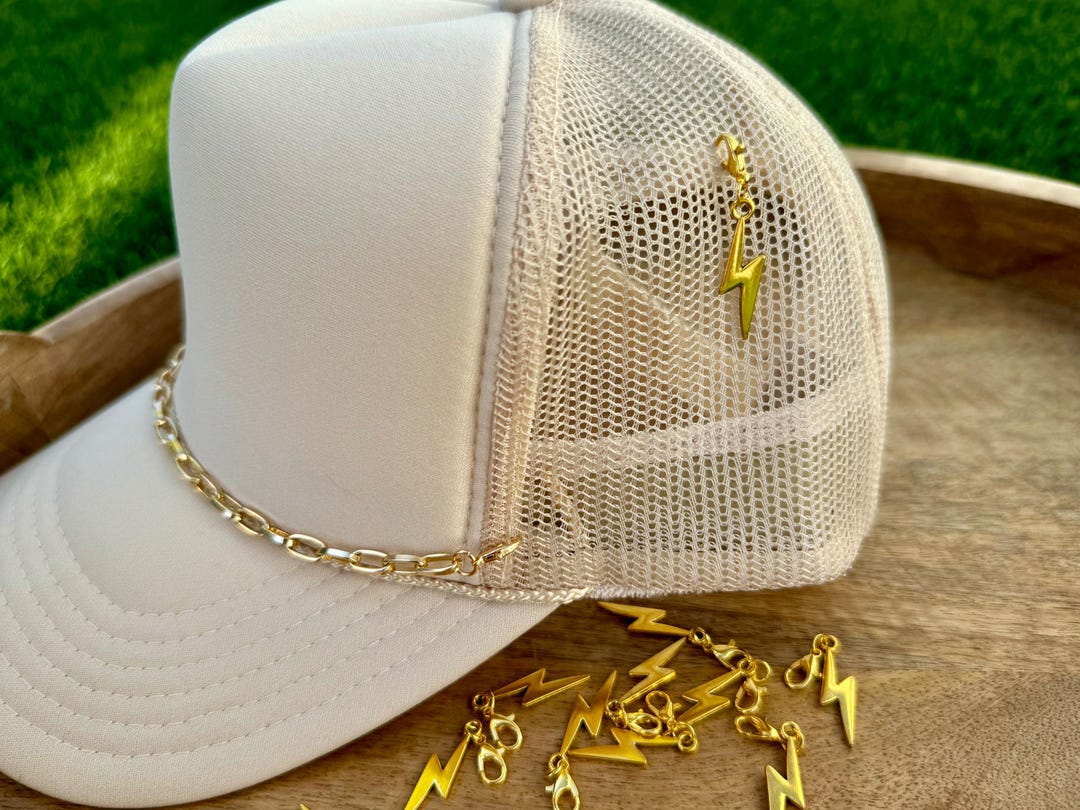Gold Lightning Bolt Hat Charm, Trucker Hat Charms, Custom Hat Charms ...