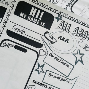 Back to School Coloring Page All About Me Digital Printable Teachers ...