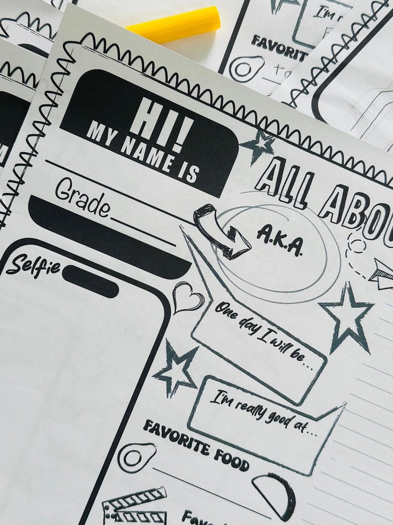 Back to School Coloring Page All About Me Digital Printable Teachers ...