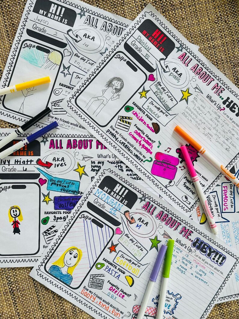 Back to School Coloring Page All About Me Digital Printable Teachers ...