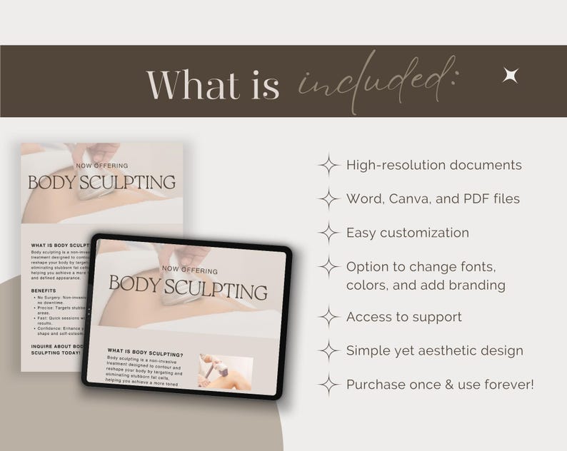 Body Sculpting Flyer for Esthetician or Med Spa, Body Contouring ...