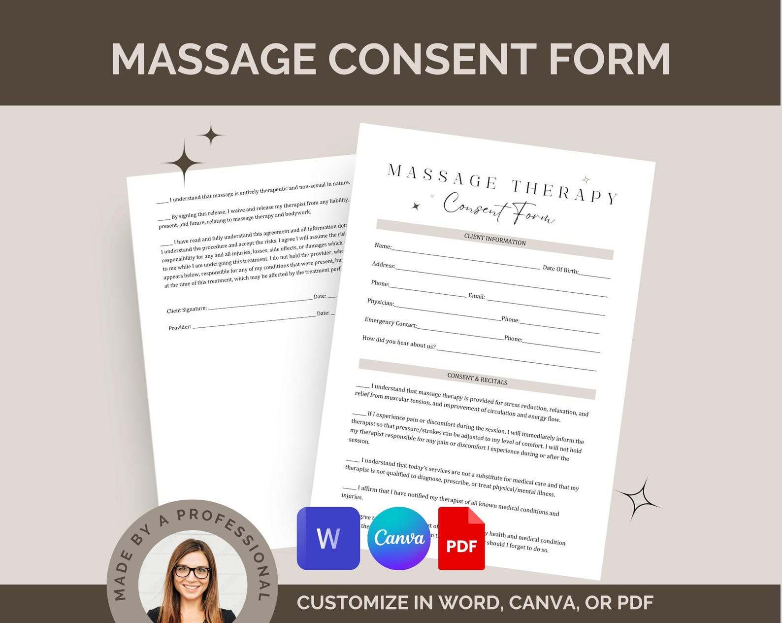Massage Therapy Consent Form Template for Massage Therapists: Word ...