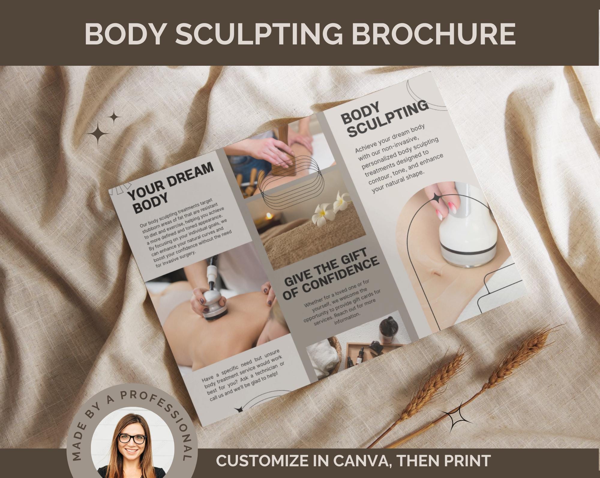 Body Sculpting Brochure, Body Contouring, Luxury Esthetician Brochure ...