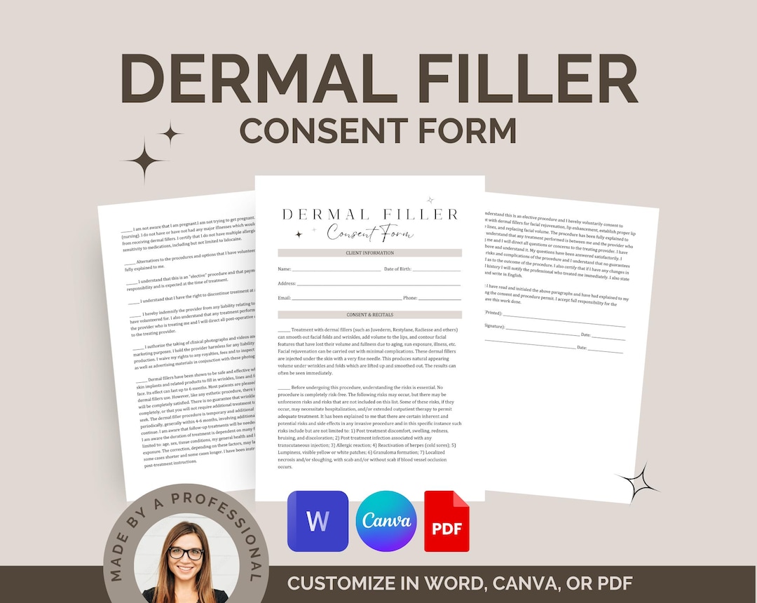 Dermal Filler Consent Form, Medspa Consent Forms, Business Consent ...