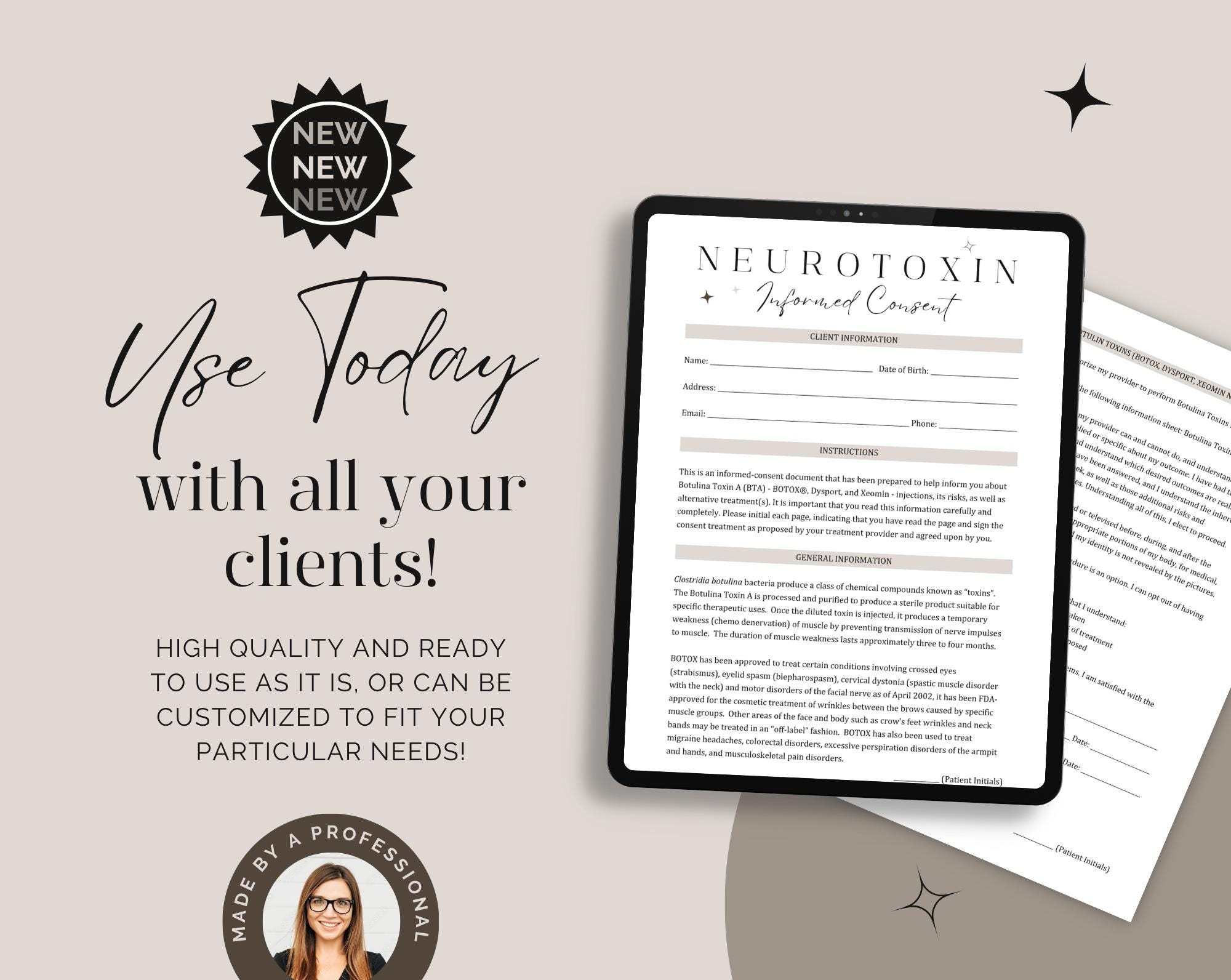 Neurotoxin Consent Form for Nurse Injectors and Med Spas, Neurotoxin ...