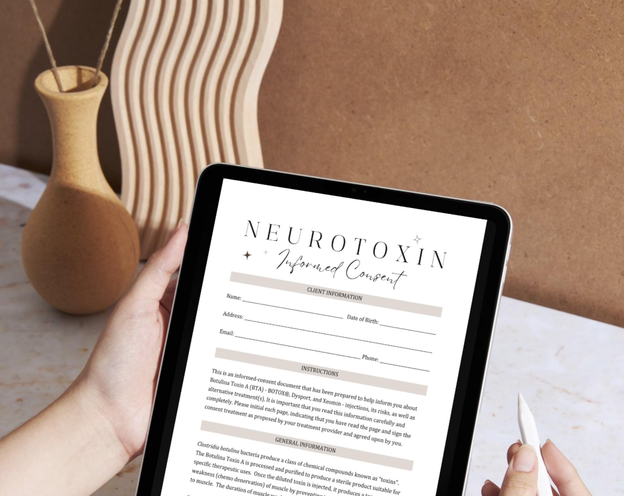 Neurotoxin Consent Form for Nurse Injectors and Med Spas, Neurotoxin ...