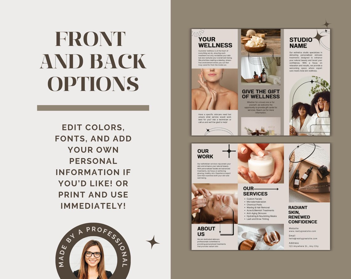 Luxury Esthetician Brochure Template, Med Spa Brochure, Facial Poster ...