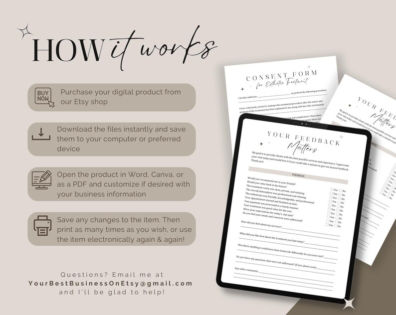 Esthetician & Med Spa Client Feedback Form: Editable Template in Word ...