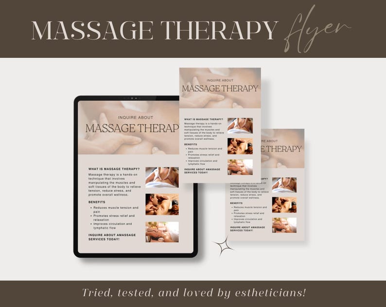 Massage Therapy Flyer for Esthetician or Med Spa, Massage Therapy ...