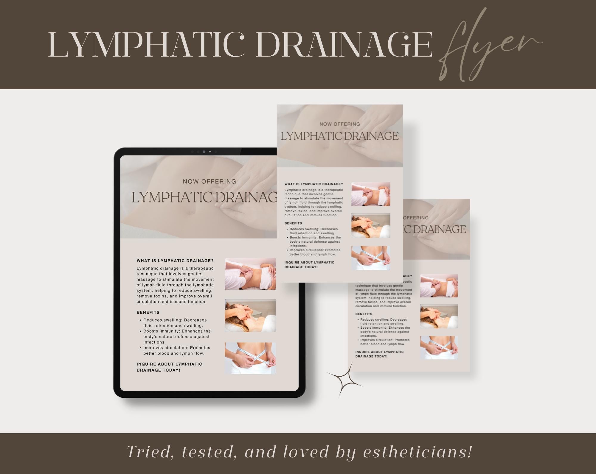 Lymphatic Drainage Flyer for Massage Therapist, Esthetician, Med Spa ...