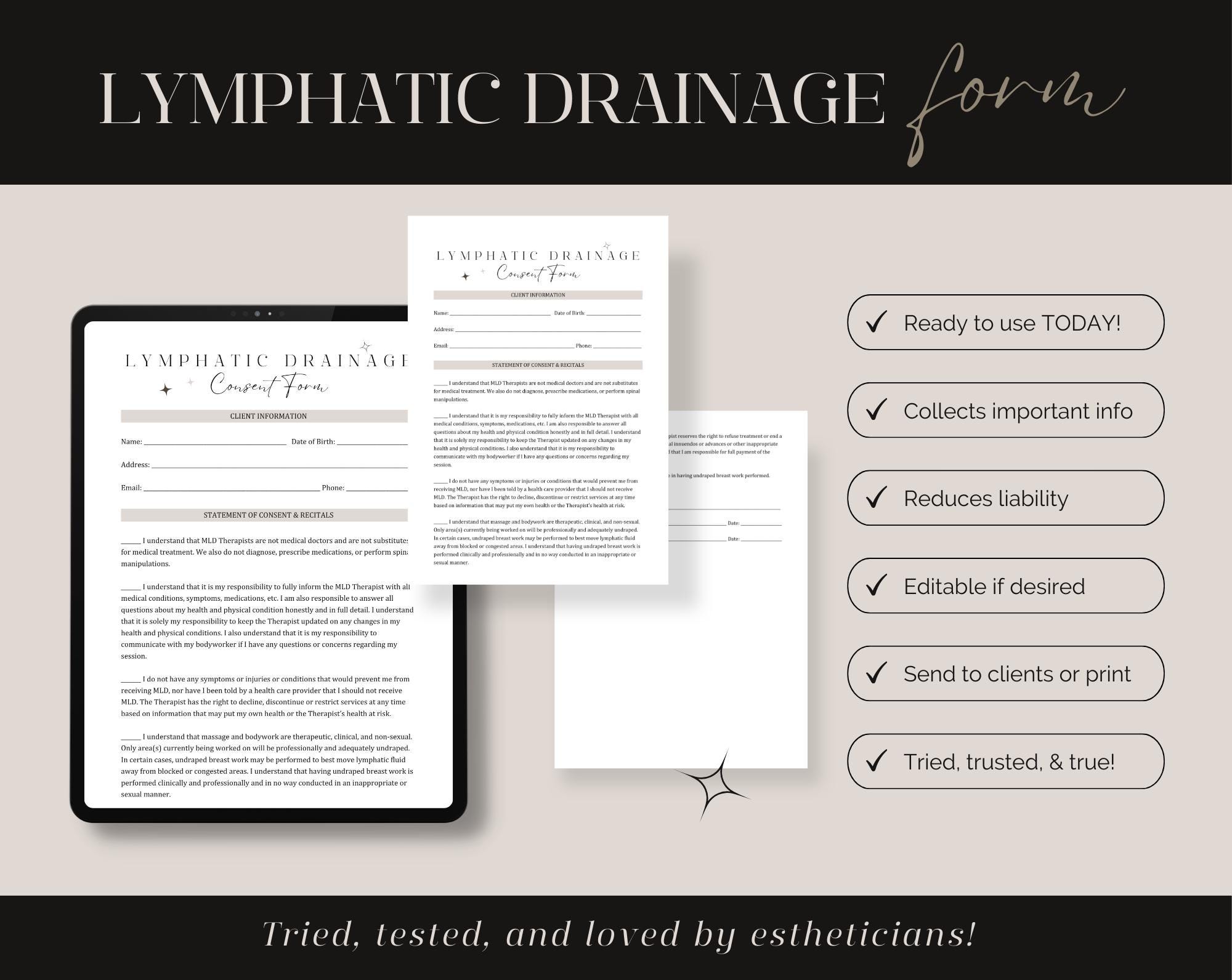 Lymphatic Drainage Consent Form for Lymphatic Massage Therapists ...