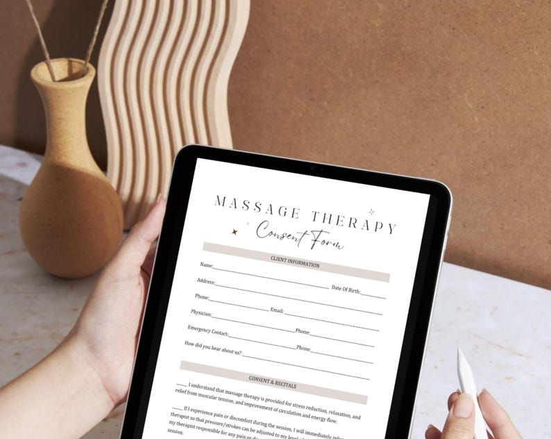 Massage Therapy Consent Form Template for Massage Therapists: Word, Canva, or PDF for Massage ...