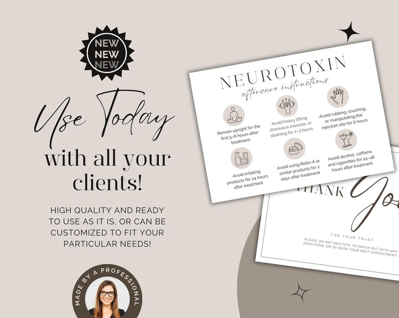 Neurotoxin Aftercare Cards for Nurse Injectors and Med Spas, Neurotoxin ...