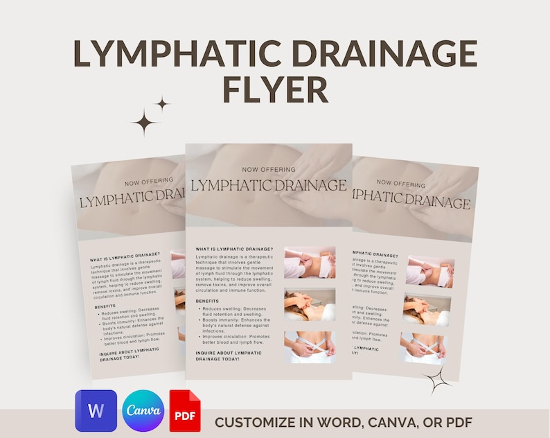 Lymphatic Drainage Flyer for Massage Therapist, Esthetician, Med Spa ...