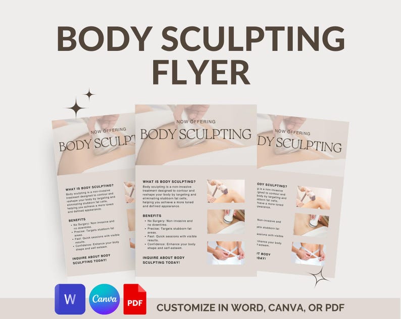 Body Sculpting Flyer for Esthetician or Med Spa, Body Contouring ...