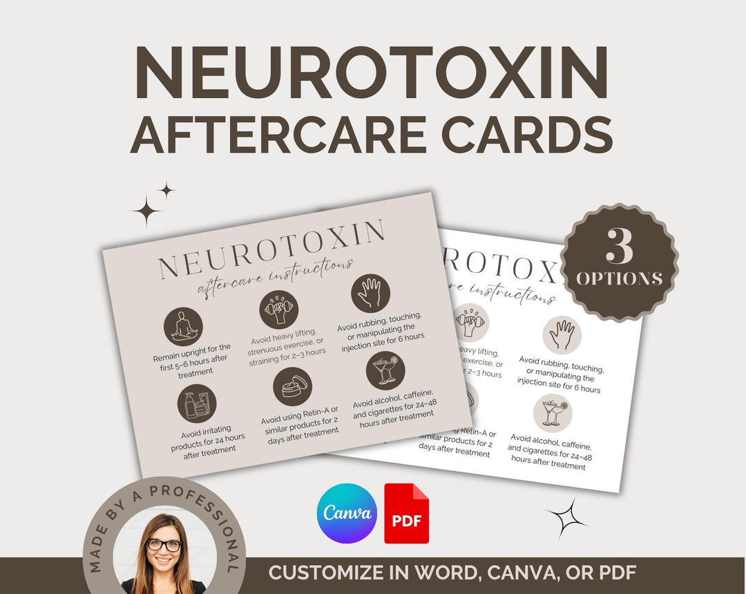 Neurotoxin Aftercare Cards for Nurse Injectors and Med Spas, Neurotoxin ...