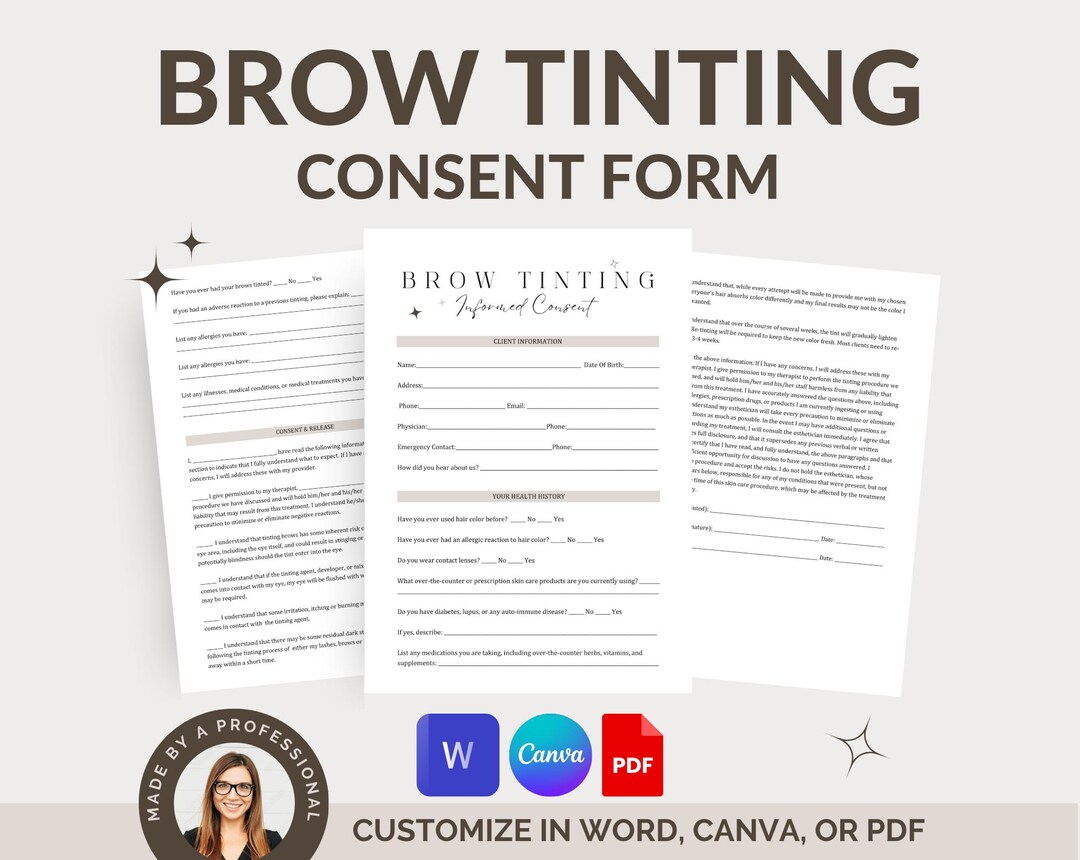 Brow Tint Consent Form for Estheticians: Customizable Digital Forms on ...