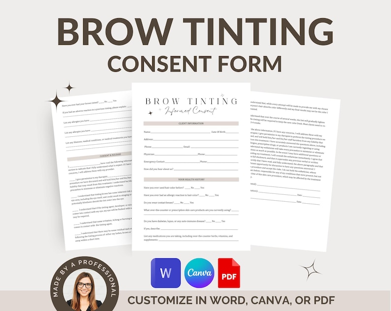 Brow Tint Consent Form for Estheticians: Customizable Digital Forms on ...