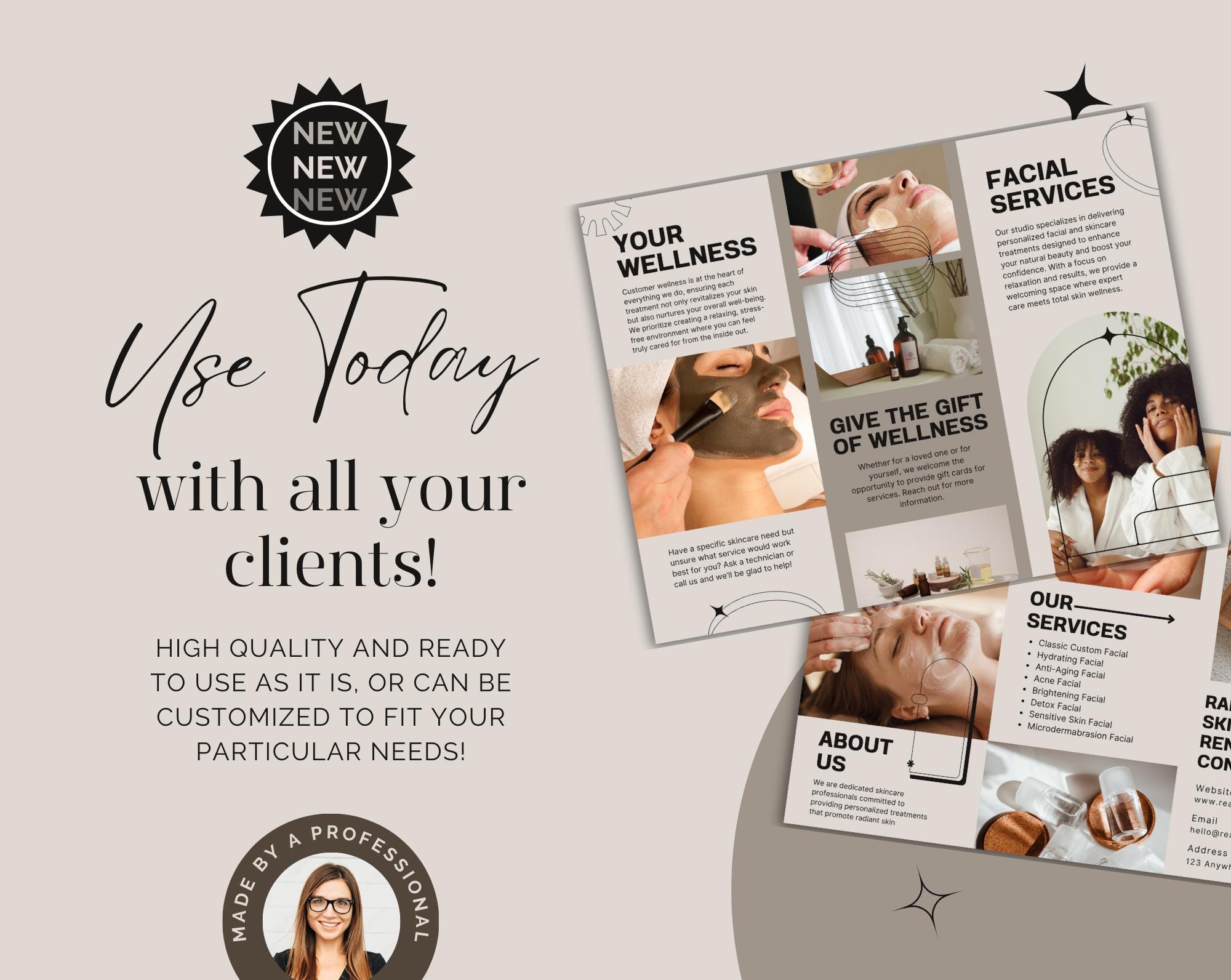Facial Brochure, Facial Treatments Flyer, Facial Forms, Poster ...