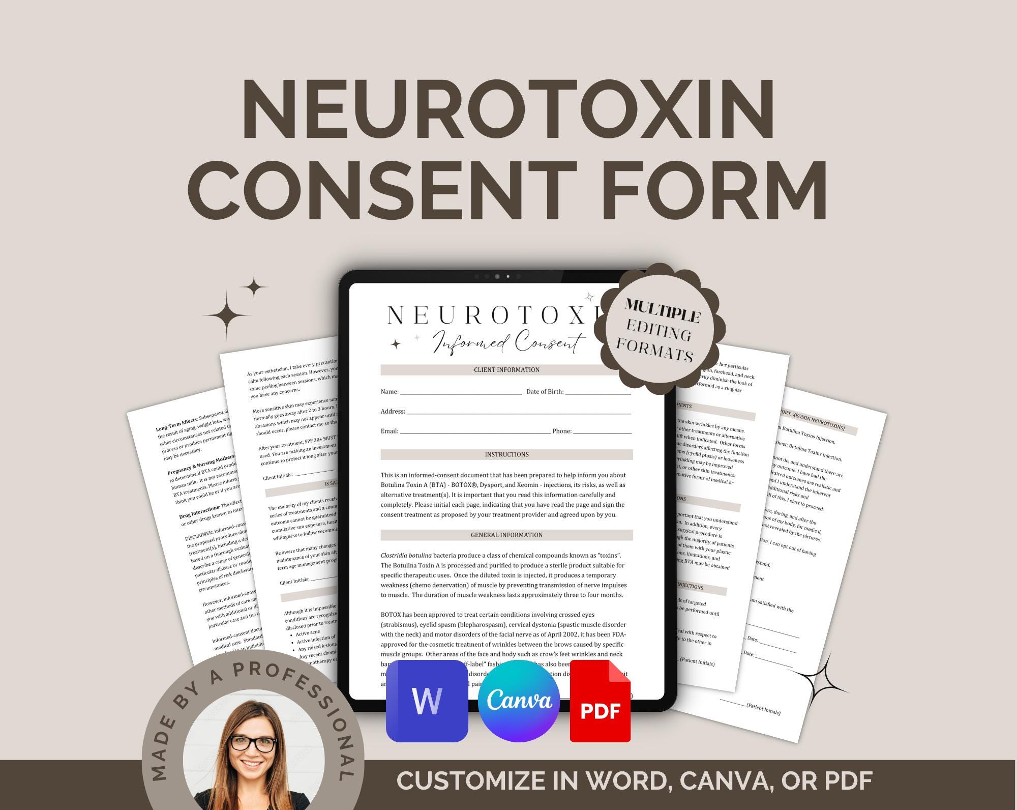 Neurotoxin Consent Form for Nurse Injectors and Med Spas, Neurotoxin ...