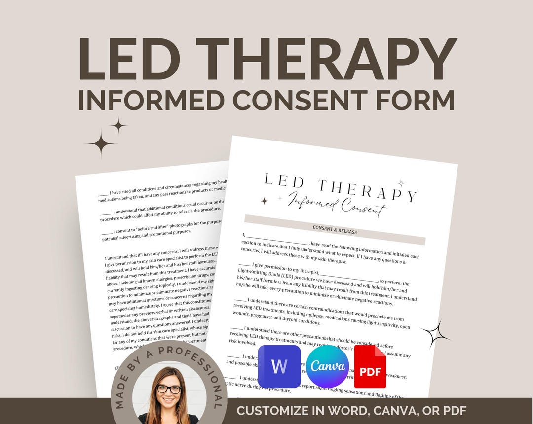LED Light Therapy Informed Consent Form for Estheticians and Med Spas ...