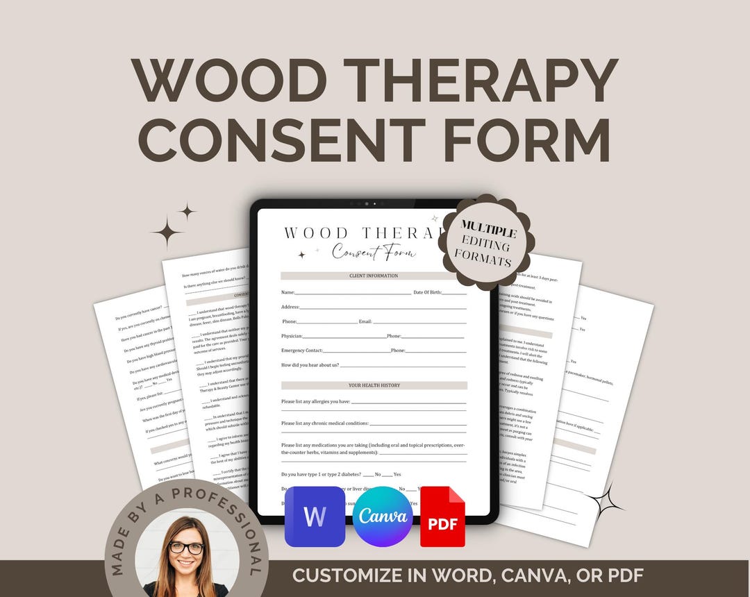 Wood Therapy Consent Form for Estheticians and Medspas, Body Sculpting, Editable in Word, Canva ...